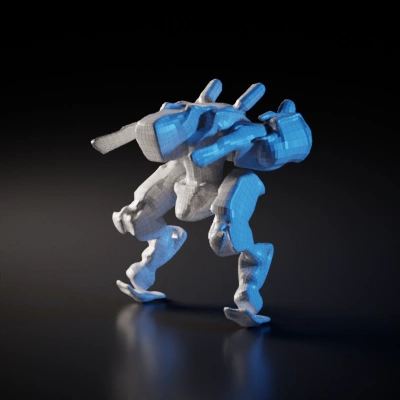 AI Military-style combat mech with heavy armament and four legs ...