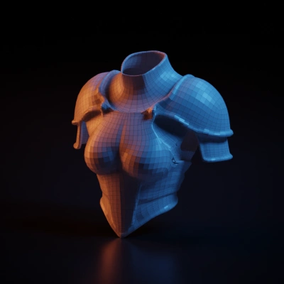 AI Golden female armor, medieval style. sharp edges, game-ready ...