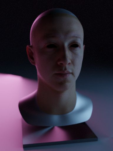 AI face, round, gentle, wrinkles, squinting eyes, low bridge of nose ...