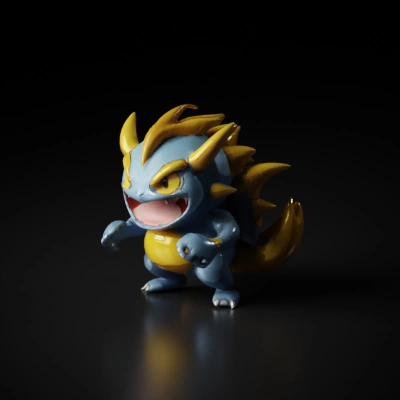 AI Mutant creature, small sharp blades, menacing facial expression. 3D ...