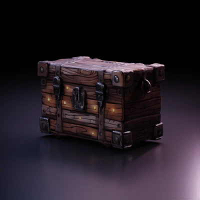 AI Wooden treasure chest with metal reinforcements. 3D Models ...
