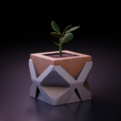 AI geometric planter with small plant. 3D Models | Realistic geometric ...
