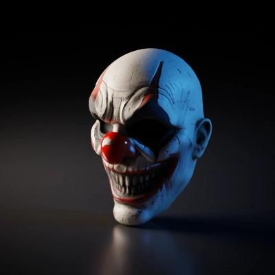 AI realistic clown flat mask. flat in the back, no hollow just a ...