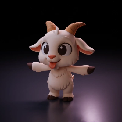 AI cartoon baby goat character. Smooth eye 3D Models | Realistic ...