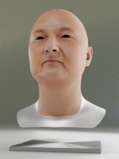 AI face, round, gentle, wrinkles, squinting eyes, low bridge of nose ...