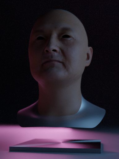 AI face, round, gentle, wrinkles, squinting eyes, low bridge of nose ...