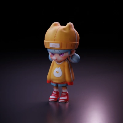 AI Chibi-style character with oversized hat, neutral pose. 3D Models ...