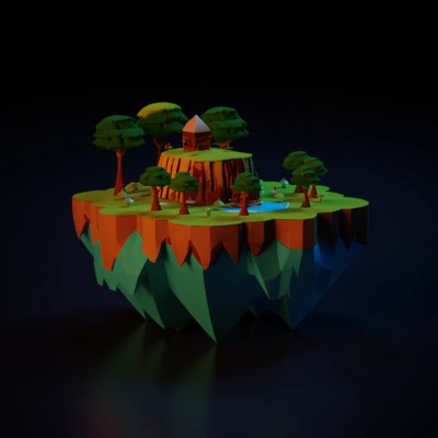 AI stylized floating island with trees. 3D Models | Realistic stylized ...