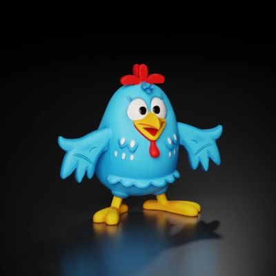 AI Cartoon blue chicken character. 3D Models | Realistic Cartoon blue ...