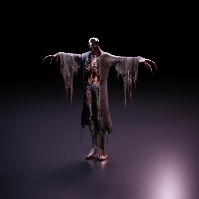 AI Undead skeleton monster with tattered cloak. 3D Models | Realistic ...