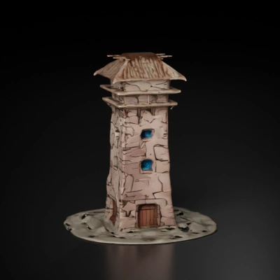 AI Medieval stone watchtower, numerous windows. 3D Models | Realistic ...