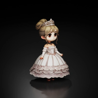 AI Chibi-style princess character. 3D Models | Realistic Chibi-style ...