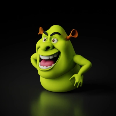 AI green animated character with large grin. 3D Models | Realistic ...