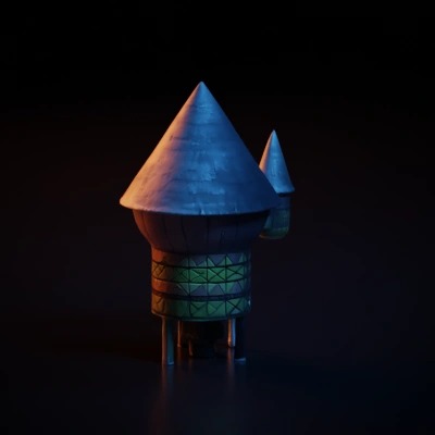 AI Fantasy village hut with conical roofs. 3D Models | Realistic ...
