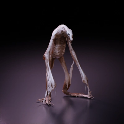 AI Ghastly emaciated humanoid creature, large claws, menacing, bony ...