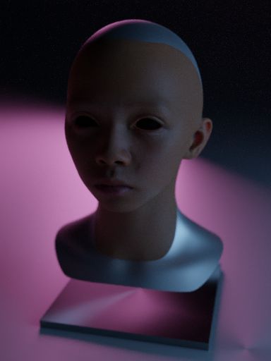 AI face, round, gentle, wrinkles, squinting eyes, low bridge of nose ...