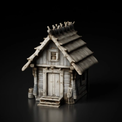 AI Rustic medieval wooden hut with thatched roof. 3D Models | Realistic ...
