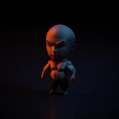 AI Muscular bald cartoon figure, intense expression. 3D Models ...