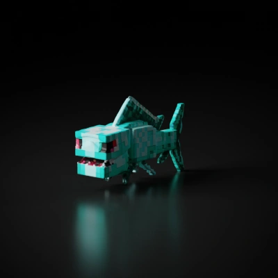 AI Blocky pixelated dragon-like creature. 3D Models | Realistic Blocky ...
