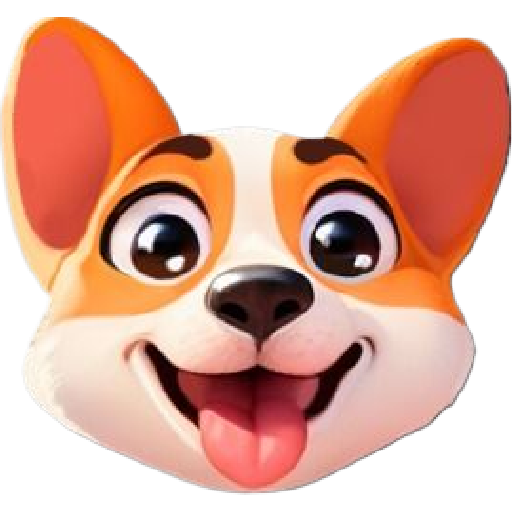 Cute cartoon dog head, big eyes, smiling. 3D Model | Hyper3D