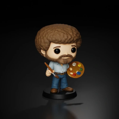 AI Bob Ross Funko Pop vinyl figure holding palette. 3D Models ...