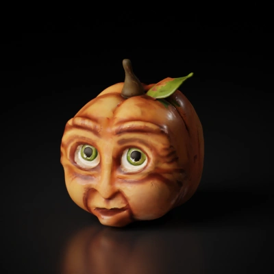 AI Human face carved onto a pumpkin. 3D 模型 | farr scott 创建的逼真 Human ...