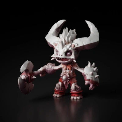 AI Chibi demon warrior with big axe and armor. 3D Models | Realistic ...
