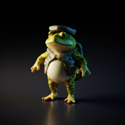 AI Cartoon frog soldier with military gear, amphibian-themed. 3D Models ...