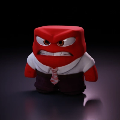 AI Red cartoon character with a tie, angry expression. 3D 模型 | GEMA 创建的 ...