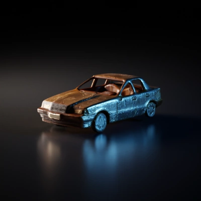 AI Rusty old four-door sedan, realistic model, weathered appearance. 3D ...