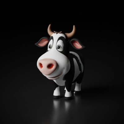 AI Cartoon cow character, smiling, playful. 3D Models | Realistic ...