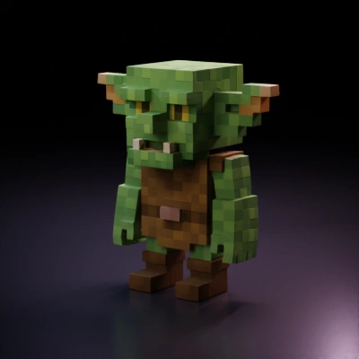 AI blocky green goblin character in brown tunic. 3D 模型 | YourBoyDro 创建的 ...