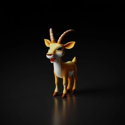 AI Cheerful animated antelope character, standing on four legs. 3D ...