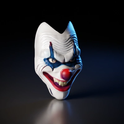 AI Creepy clown face mask with red nose. 3D Models | Realistic Creepy ...
