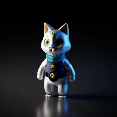 AI Humanoid cat in futuristic attire, wearing a scarf. 3D Models ...