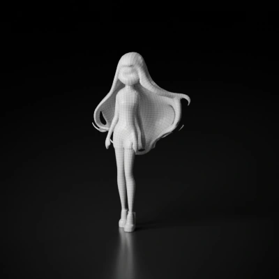 AI 3D animated female character with flowing hair. smooth edges ...