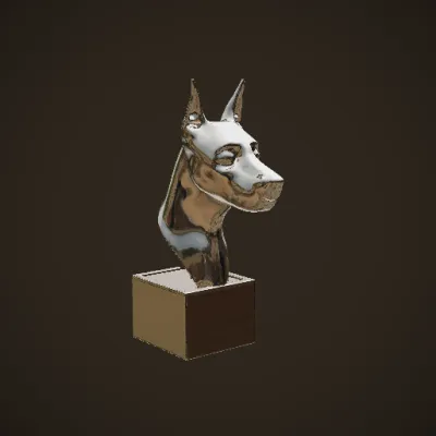 AI Sculpture of a stylized dog head. symmetric geometry, smooth edges ...