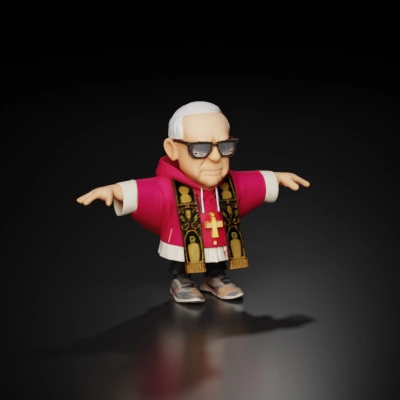 AI Cartoon pope wearing sunglasses and sneakers. 3D Models | Realistic ...