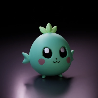 AI Cute round creature with leafy appendages. 3D Models | Realistic ...