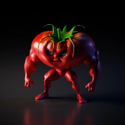 AI Muscular anthropomorphic tomato with fierce expression. 3D Models ...