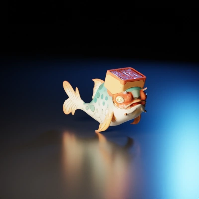 AI Fish-like creature with a square object on head. 3D Models ...